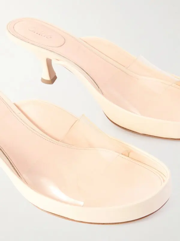 Chloé Junie Leather-trimmed Tpu Mules - White