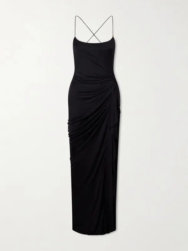 Versace Draped Jersey Gown - Black