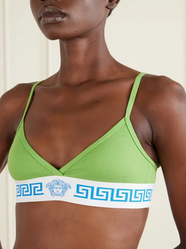 Versace Ribbed Cotton-blend Jersey Bralette