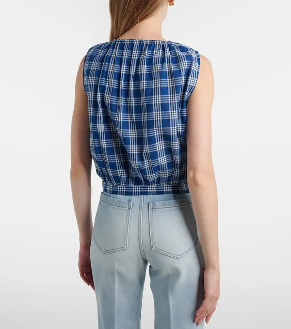DÔEN Checked Cotton Top - Blue