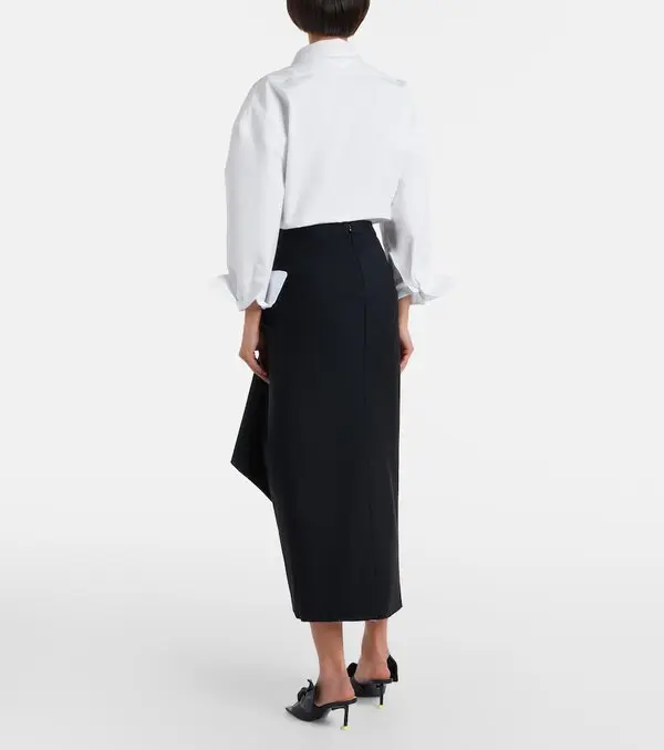 Givenchy Draped Wool And Mohair Midi Skirt