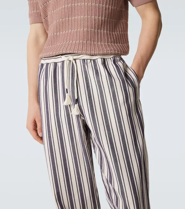 Orlebar Brown Striped Cotton Straight Leg Trousers