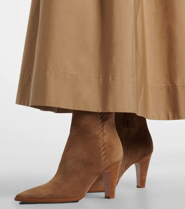 GIANVITO ROSSI Suede Ankle Boots With Leather Trim - Beige