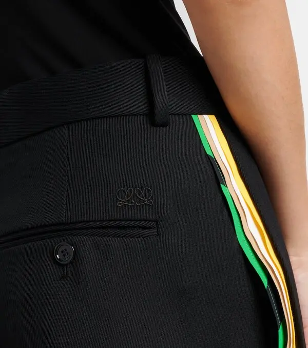 Loewe Wide-leg Wool Trousers With Contrast Stripes