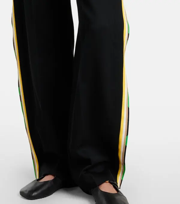 Loewe Wide-leg Wool Trousers With Contrast Stripes