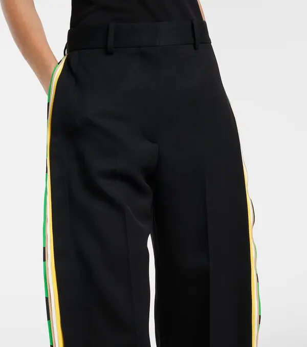 Loewe Wide-leg Wool Trousers With Contrast Stripes
