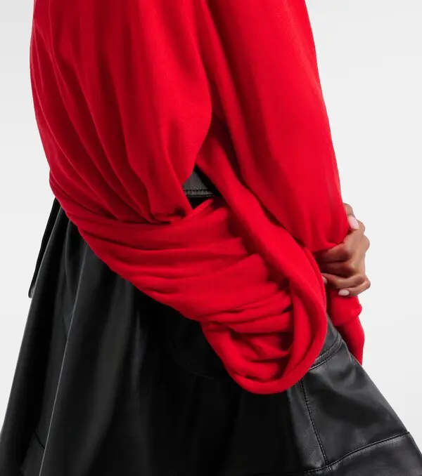 Loewe Double L Asymmetric Wool Sweater - Red