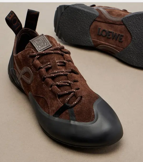 Loewe Grip Anagram Suede Lace-up Sneakers - Brown