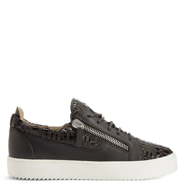 GIUSEPPE ZANOTTI Frankie Crocodile-print Leather Sneakers - Brown