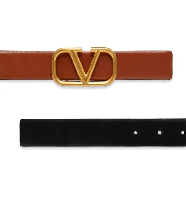 Valentino Garavani Reversible Vlogo Signature Leather Belt - Brown