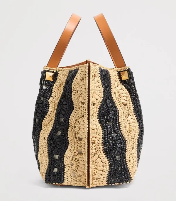 Valentino Garavani Medium Raffia Vlogo Tote Bag