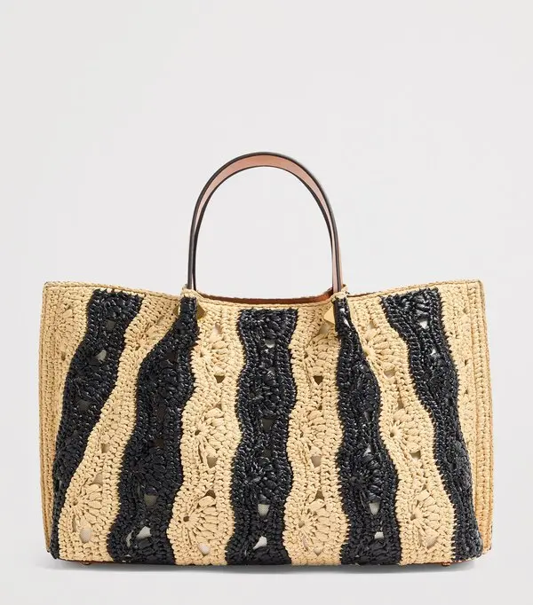 Valentino Garavani Medium Raffia Vlogo Tote Bag