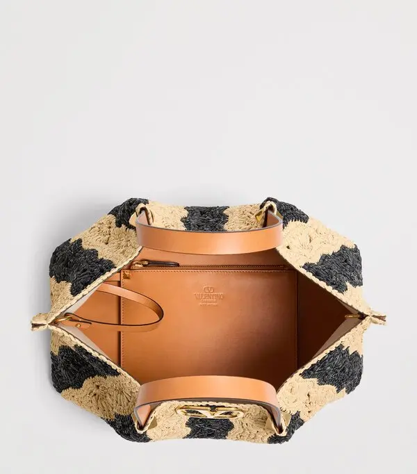 Valentino Garavani Medium Raffia Vlogo Tote Bag