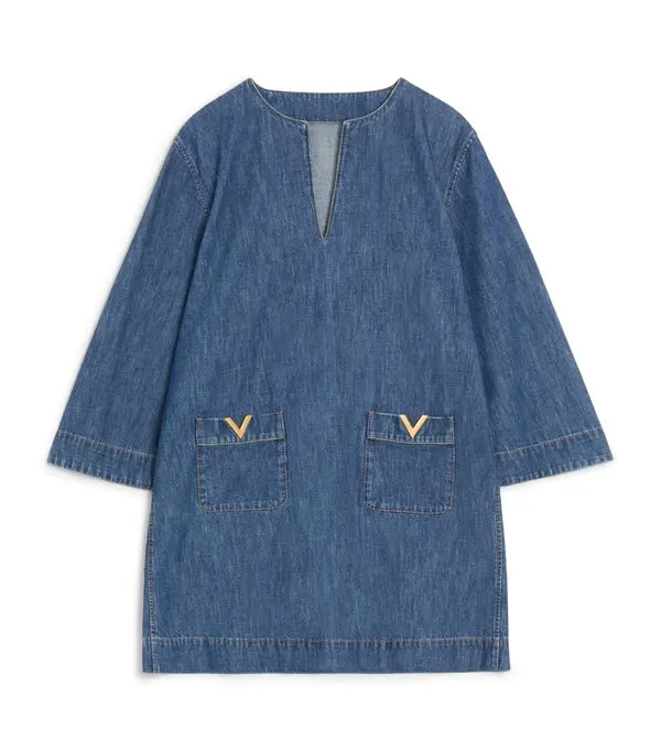 Valentino Garavani Denim Shift Mini Dress - Blue