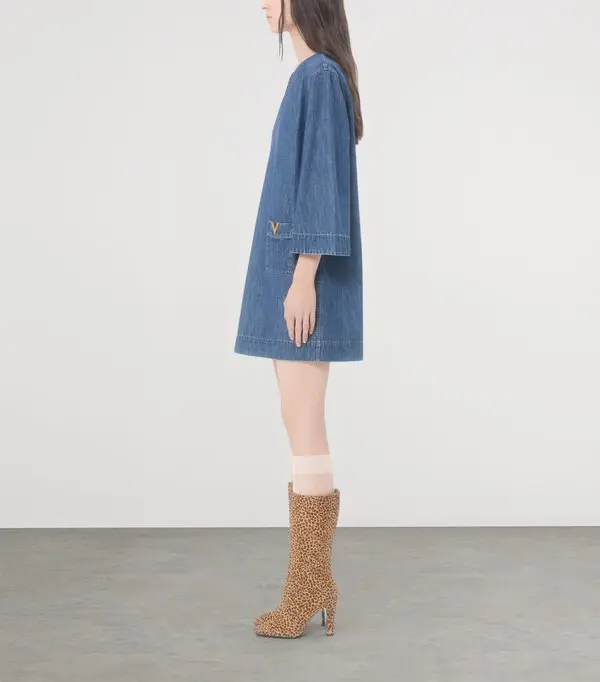 Valentino Garavani Denim Shift Mini Dress - Blue