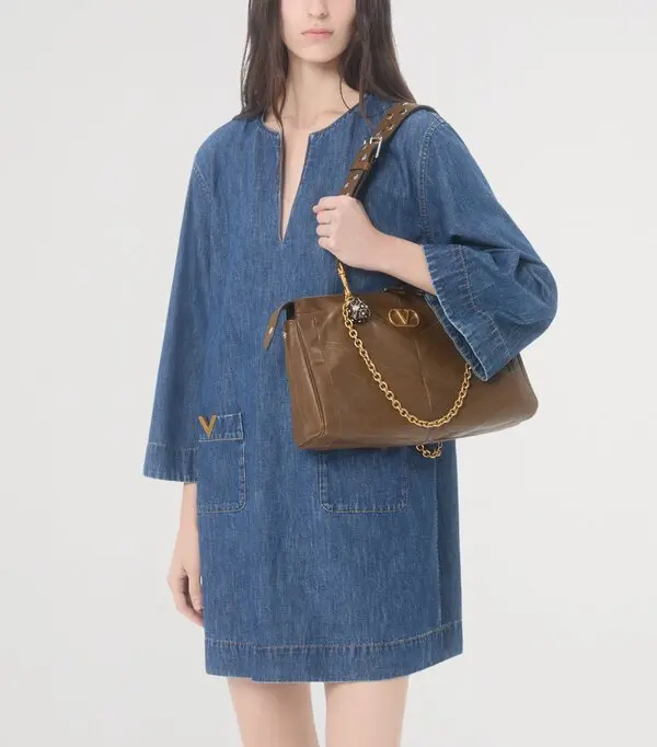 Valentino Garavani Denim Shift Mini Dress - Blue