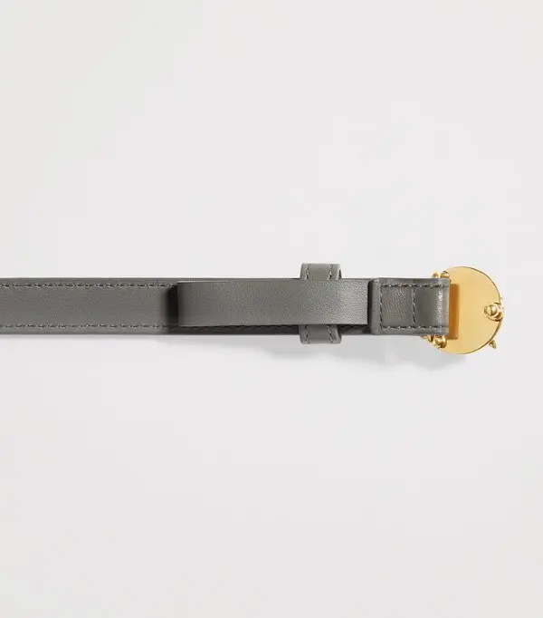 Bottega Veneta Leather Belt With Gold-tone Buckle - Grey