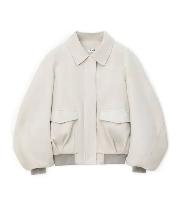 Loewe Leather Blend Bomber Jacket - Grey
