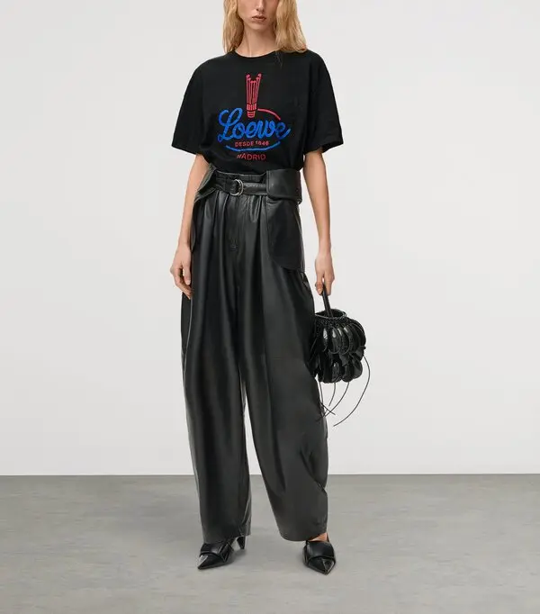Loewe Cotton T-shirt With Graphic Logo - Black