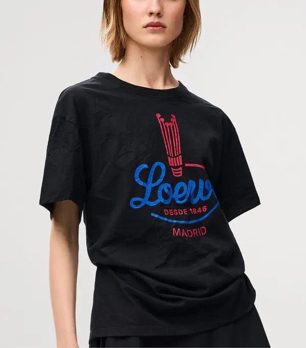 Loewe Cotton T-shirt With Graphic Logo - Black