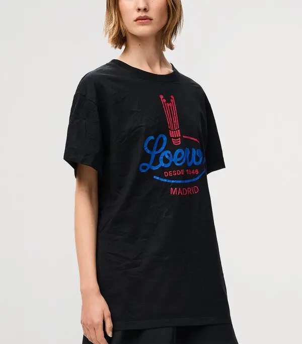 Loewe Cotton T-shirt With Graphic Logo - Black
