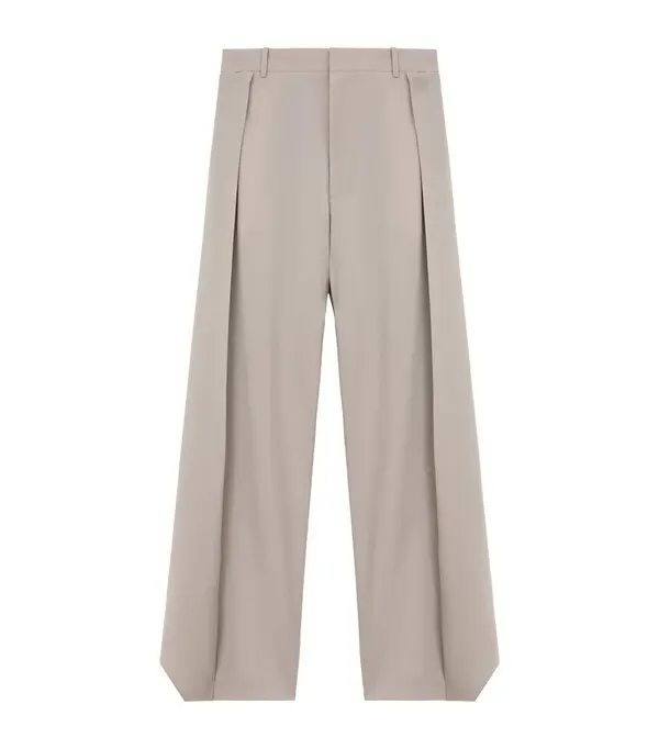 Loewe Wool-blend Pleated Trousers With Asymmetrical Skirt Overlay - Brown