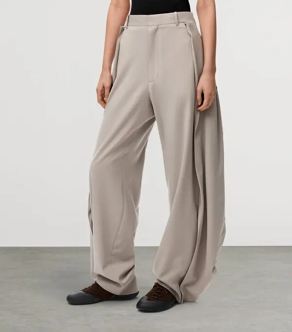 Loewe Wool-blend Pleated Trousers With Asymmetrical Skirt Overlay - Brown
