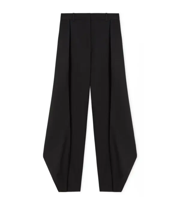 Loewe Wool-blend Pleated Trousers With Asymmetrical Skirt Panel