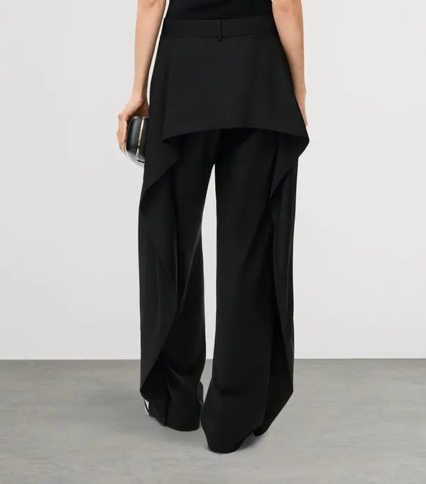 Loewe Wool-blend Pleated Trousers With Asymmetrical Skirt Panel