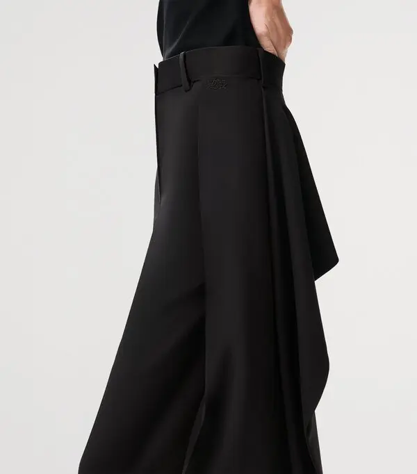 Loewe Wool-blend Pleated Trousers With Asymmetrical Skirt Panel