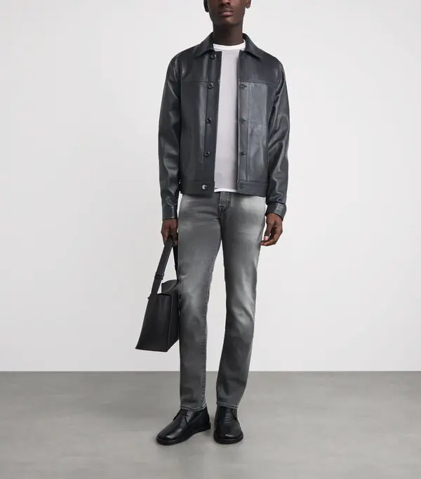 Jacob Cohen Leather Trucker Jacket