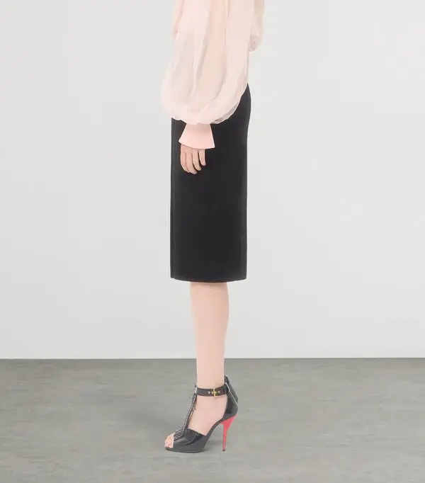 Valentino Garavani Suede Gathered Midi Skirt - Black