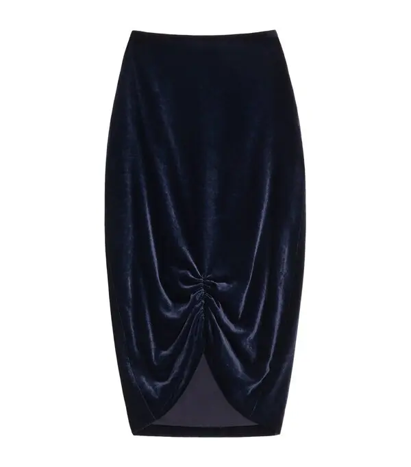 Valentino Garavani Gathered Velvet Midi Skirt - Blue