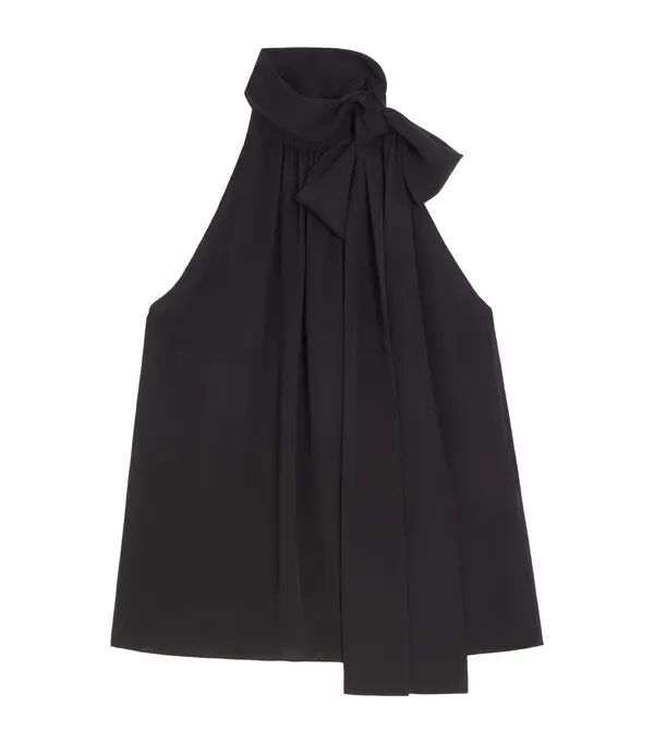 Valentino Garavani Tie-neck Silk Top - Black
