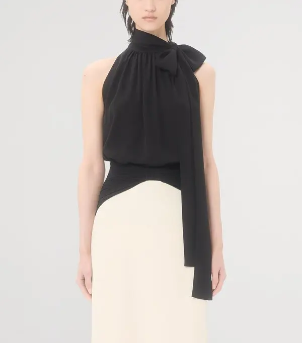 Valentino Garavani Tie-neck Silk Top - Black