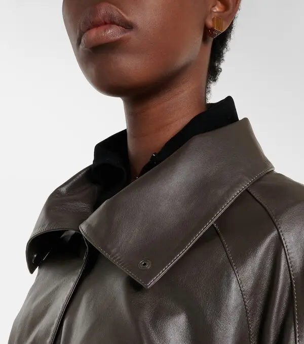 Nour Hammour Anorak Leather Jacket - Brown