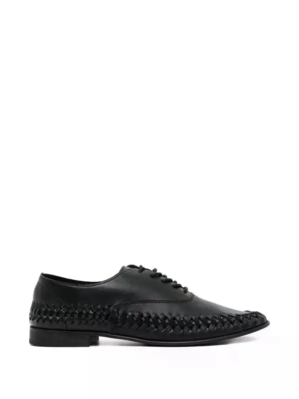 Yohji Yamamoto Woven Lace-up Oxford Shoes - Black