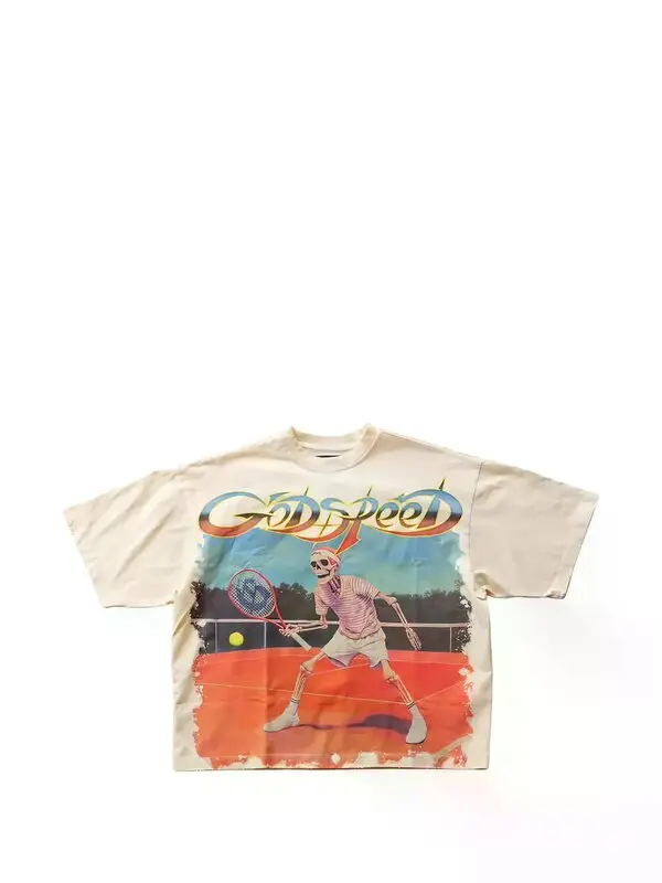 GODSPEED Top Spin Graphic-print T-shirt - Neutrals