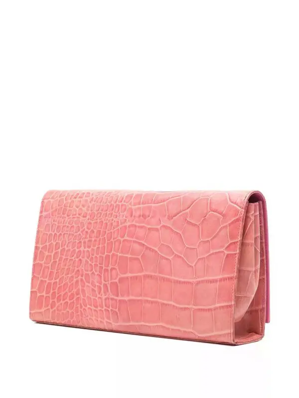 Versace 1990s Croc-embossed Top Handle Clutch Bag