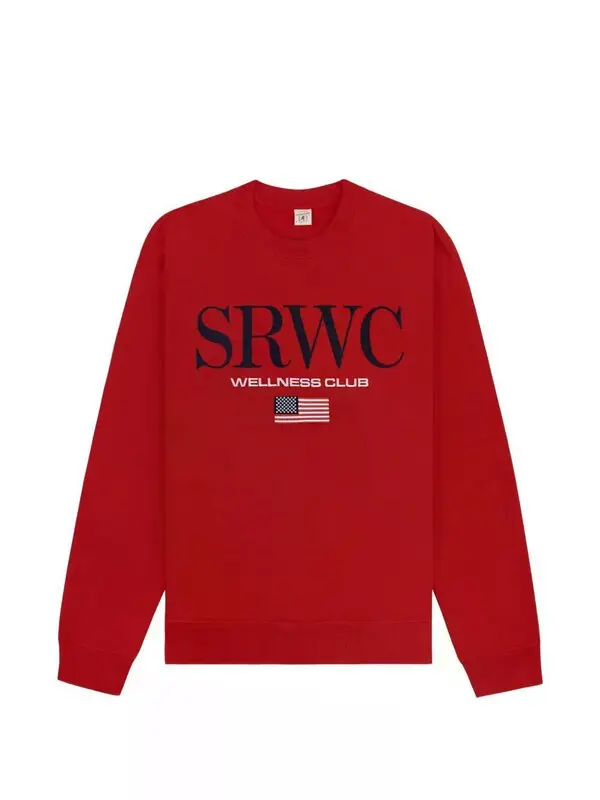 SPORTY & RICH Embroidered Crew-neck Sweatshirt - Red