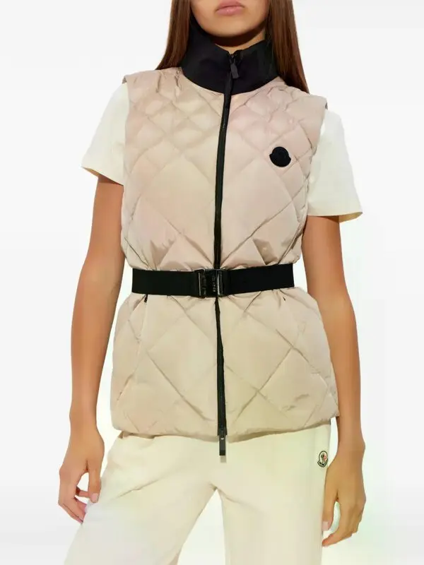 Moncler Quilted Belted Gilet - Neutrals