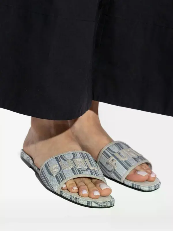Furla Logo Striped Flat Sandals