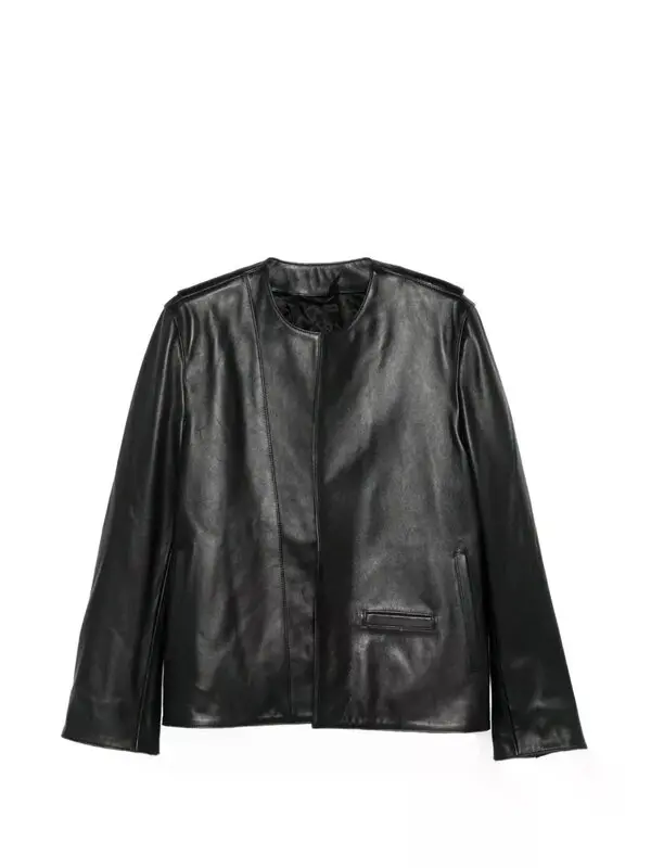 TOTEME Collarless Leather Pocket Jacket