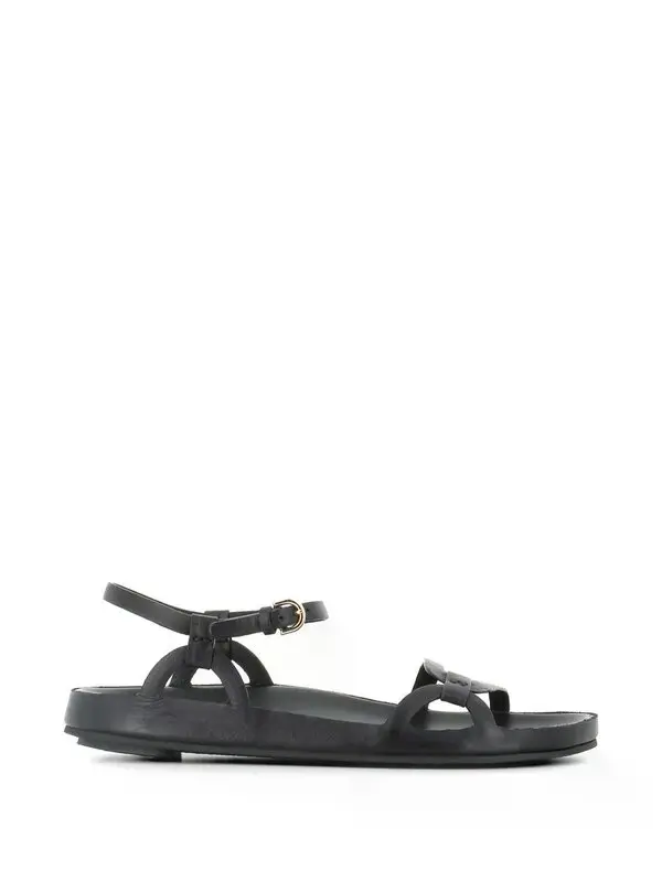 DEL CARLO Leather Strappy Sandals With Buckle Detail