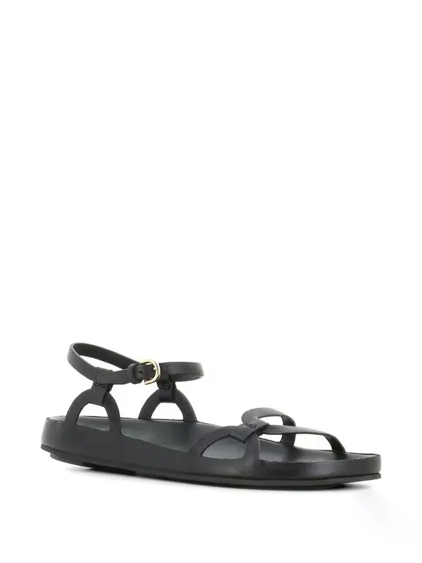 DEL CARLO Leather Strappy Sandals With Buckle Detail