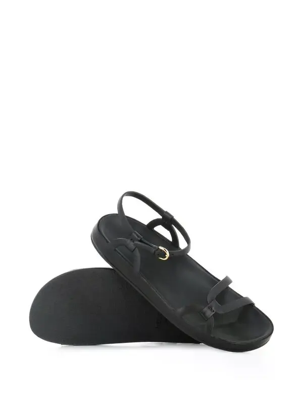 DEL CARLO Leather Strappy Sandals With Buckle Detail