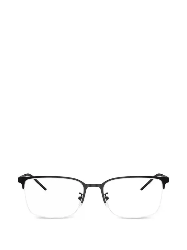 Emporio Armani Rectangle Frame Half Rim Eyeglasses - Black