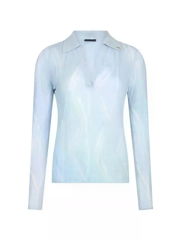 Liu Jo V-neck Ribbed Long Sleeve Top - Blue
