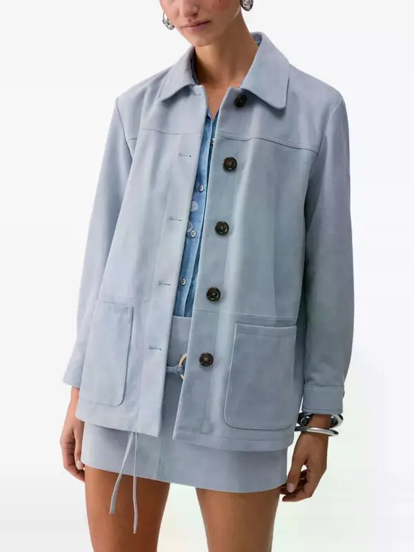Liu Jo Suede Jacket With Patch Pockets - Blue