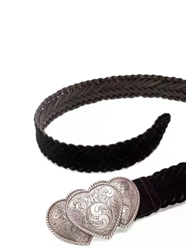 KATE CATE Heart Buckle Belt - Black